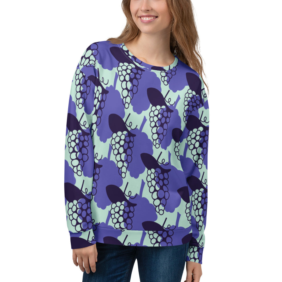 All-Over Print Recycled Unisex Sweatshirt Grape Purple for Woman – Good ...