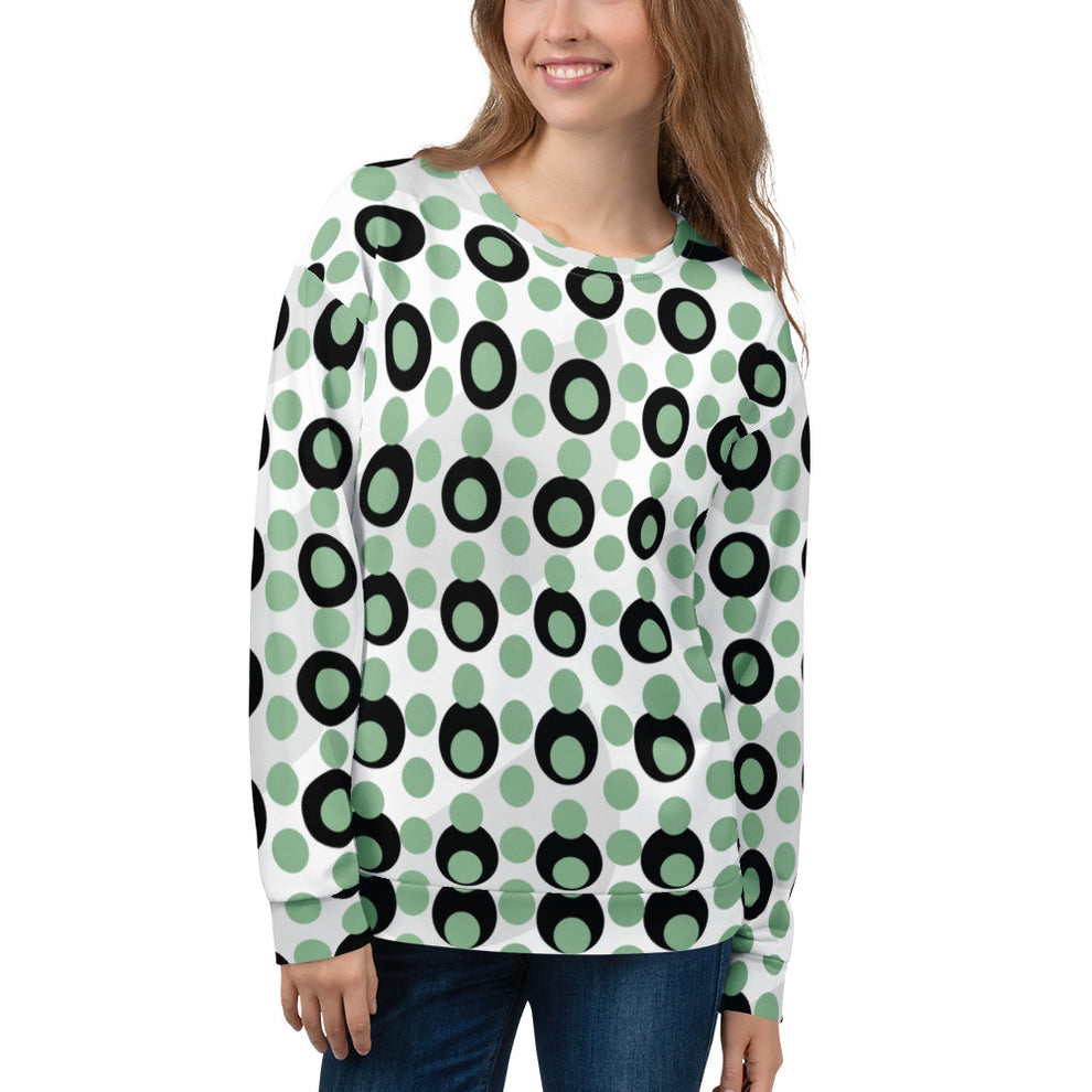 All-Over Print Recycled Unisex Sweatshirt Circles and Polka Dots Dark ...