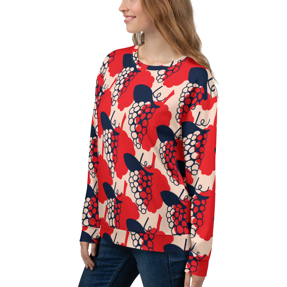 All-Over Print Recycled Unisex Sweatshirt Grape Red for Woman – Good ...
