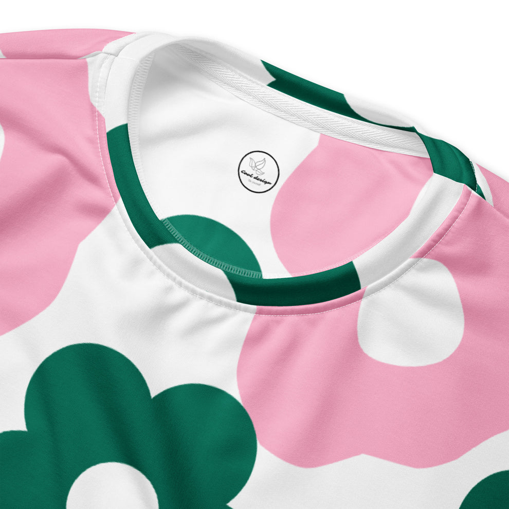 All-Over Print Recycled Unisex Sweatshirt Mari Pink and Green Flowers ...