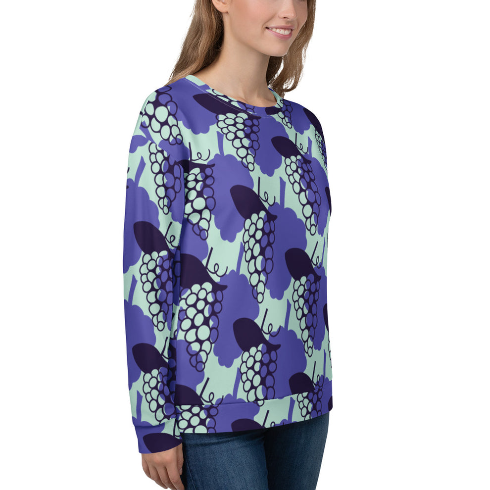 All-Over Print Recycled Unisex Sweatshirt Grape Purple for Woman – Good ...